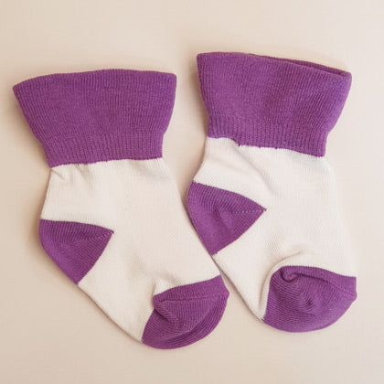 Turnover Baby Socks in Purple, Green or White